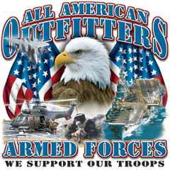 All American Outfitters. Armed Forces. We Support Our Troops. Eagle. - SandB's Tees