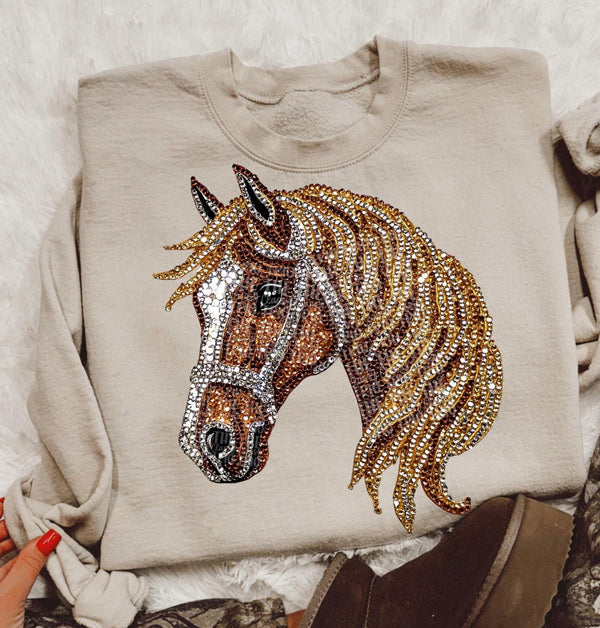Faux Rhinestone Horse dtf transfer - SandB's Tees
