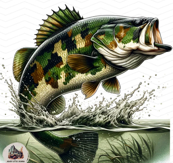 Camo Bass splashing DTF transfer - SandB's Tees