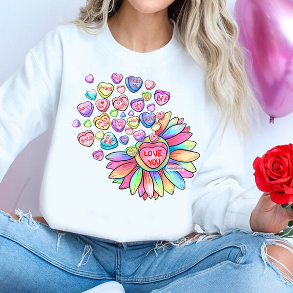 Conversation Hearts - Tie-Dye Flower - SandB's Tees