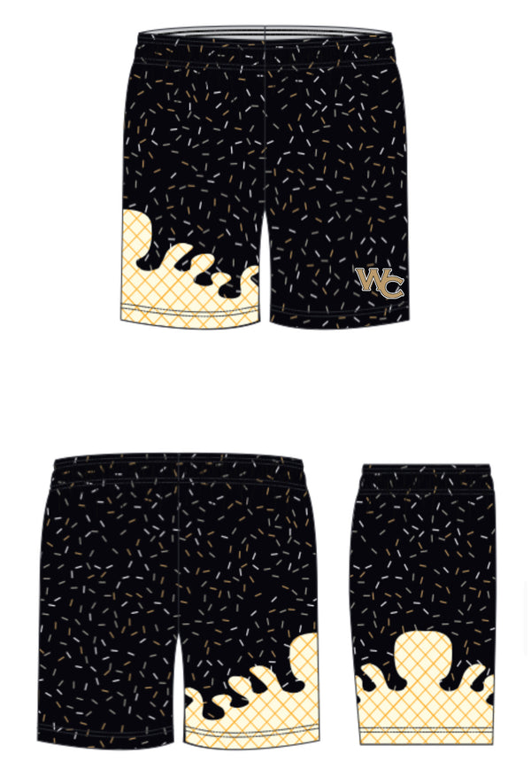 WC Black Ice Cream Drip Shorts - SandB's Tees