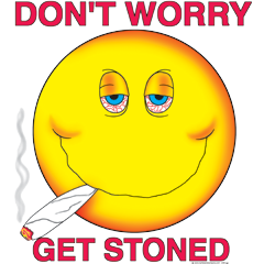 Don't Worry, Get Stoned. Smiley. Bad Dog Apparel pocket print included ...